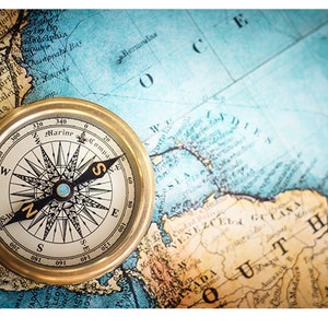 Compass Map World Laminated Vinyl Cover Self-adhesive for Desk and ...