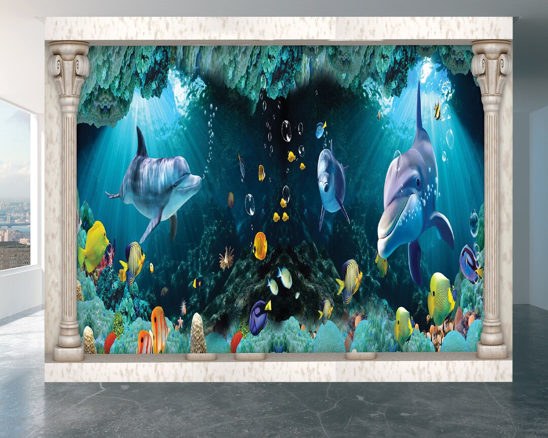 Underwater Fishes Live Theme Wallpaper Photo Wall Mural: UV Print Decal ...
