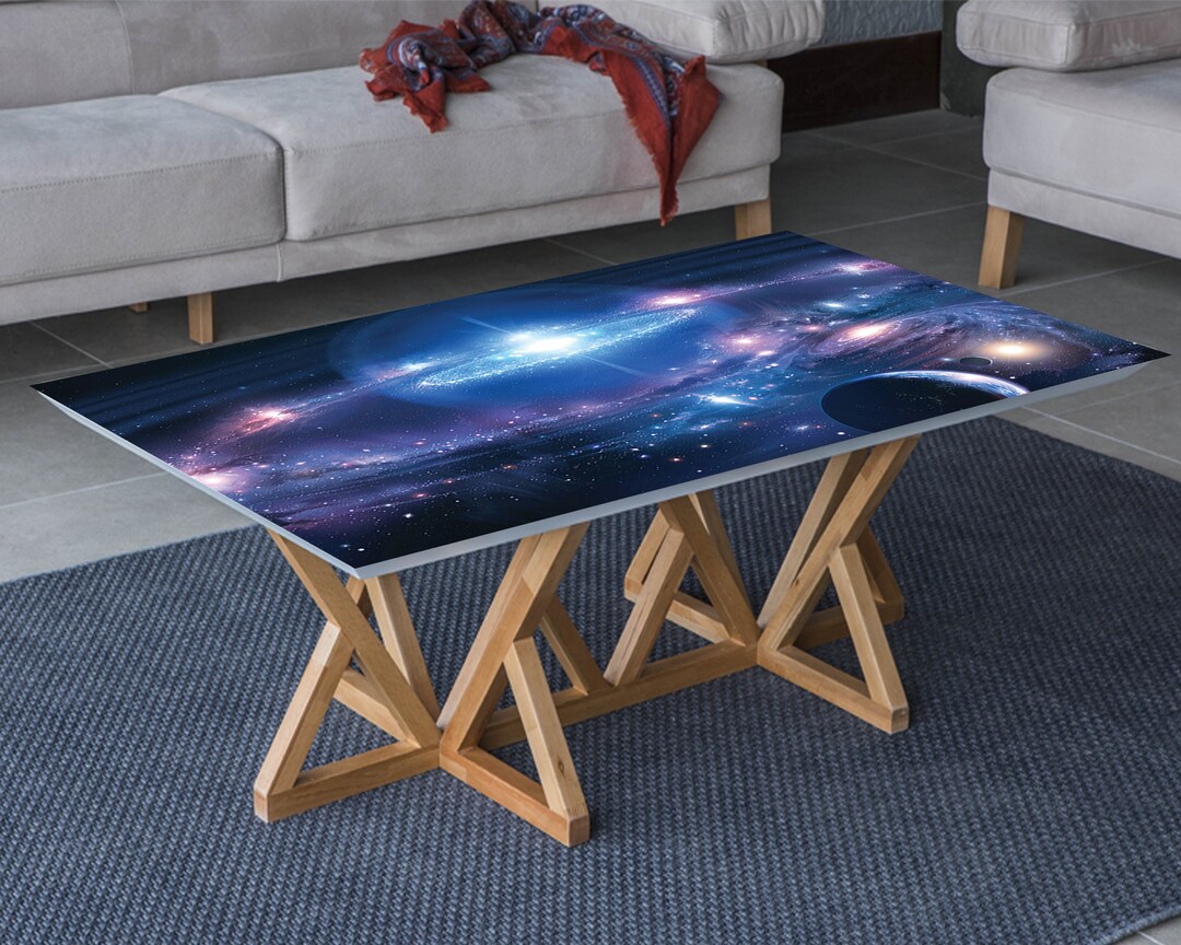 Violet Blue Galaxy Table Wrap Self Adhesive Vinyl Waterproof Dining ...