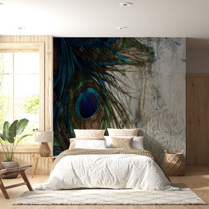 Peacock Wall Mural Self-adhesive Wallpaper, Bedroom Decor, Animal Wall ...