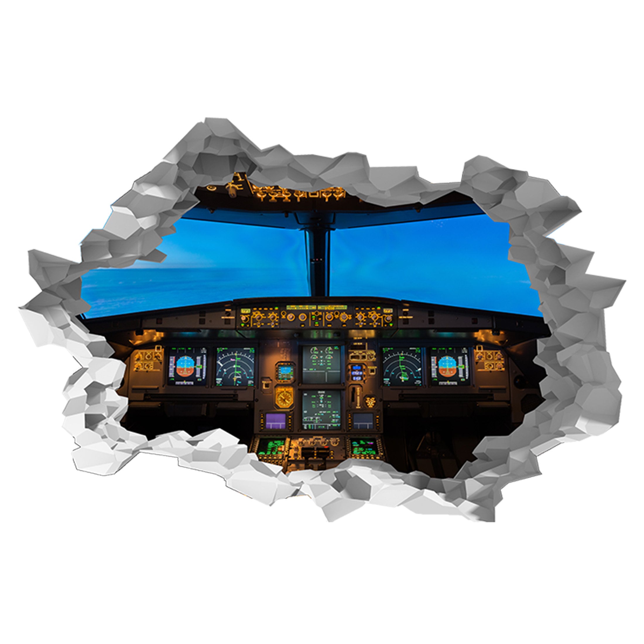 Wall Sticker Plane Pilot Cockpit Visualisation 3D Hole in the - Etsy UK