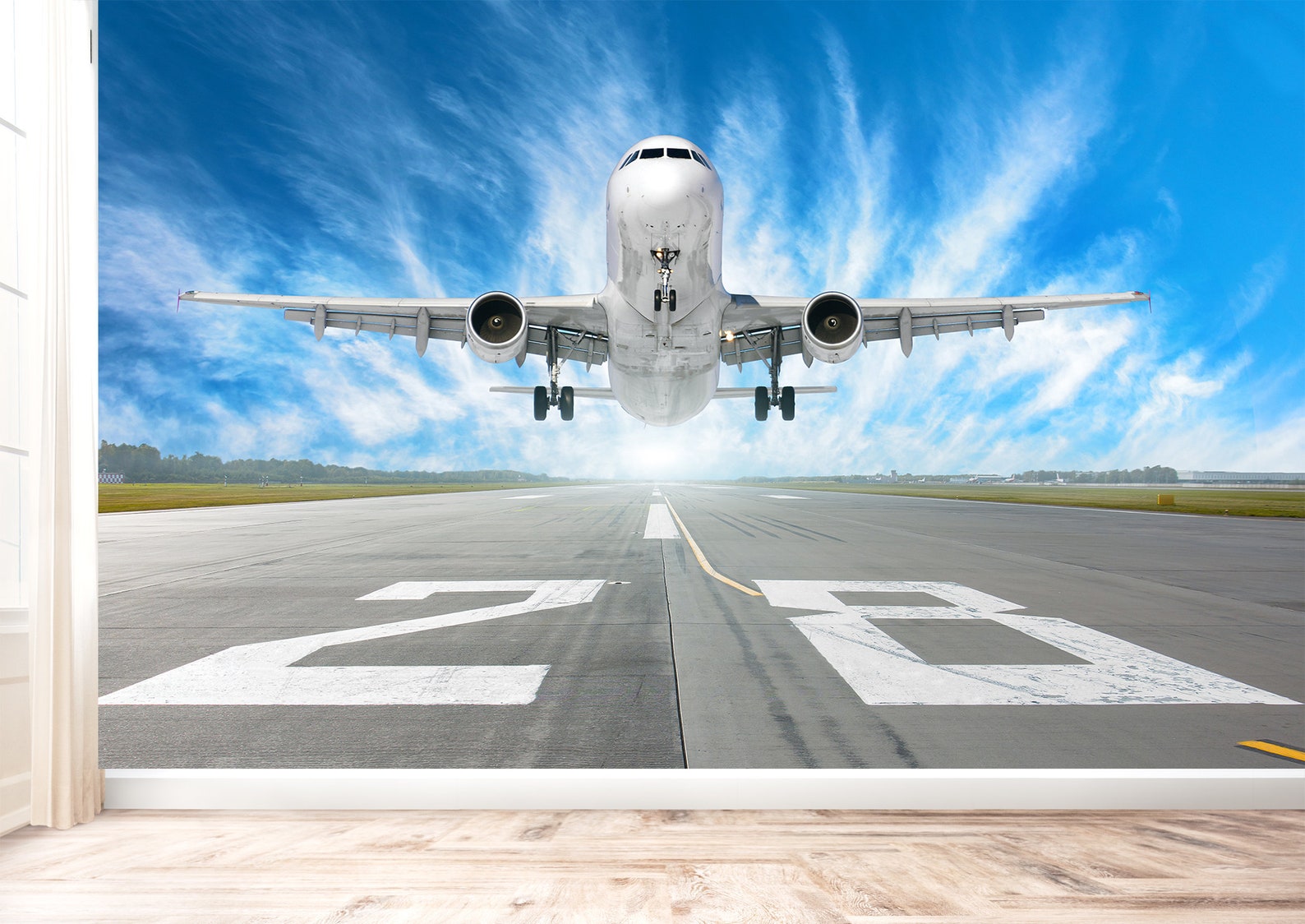 Runway and Airplane Theme Wall Mural Photo Wallpaper UV Print - Etsy UK
