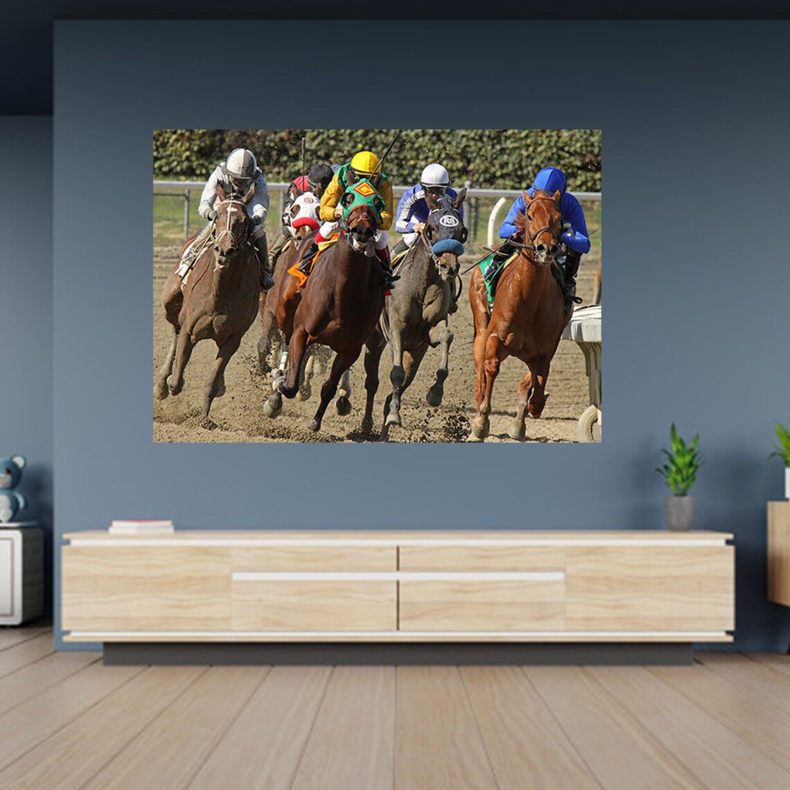 Wall Sticker Horse Racing in Track Theme Poster Self Adhesive - Etsy