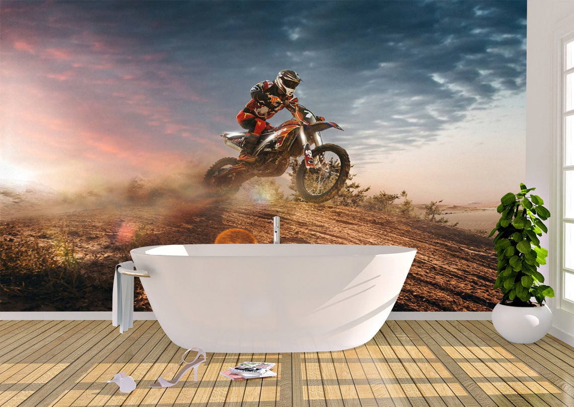 Motocross Jumping on Race Wall Mural Photo Wallpaper UV Print - Etsy