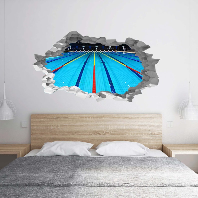 Wall Sticker Swimming Pool Theme 3D Hole in the Wall Effect B - Etsy
