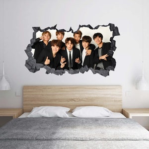 Wall Sticker BTS Korean Boys Band 3D Hole in the Wall Effect C Self ...