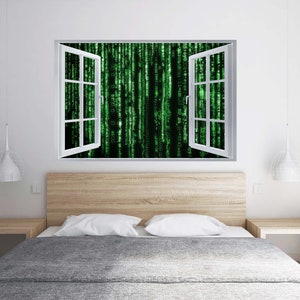 Wall Sticker the Matrix Movie Hacker 3D Window Effect Self Adhesive ...