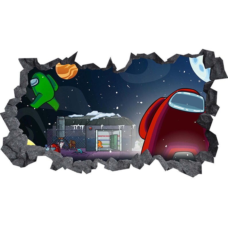 Among Us in Space 3D Hole in The Wall C Effect Wall Sticker | Etsy