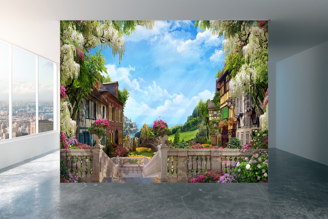 Retro Antique Landscape Wall Mural Wallpaper Wall Art Peel & Stick Self ...