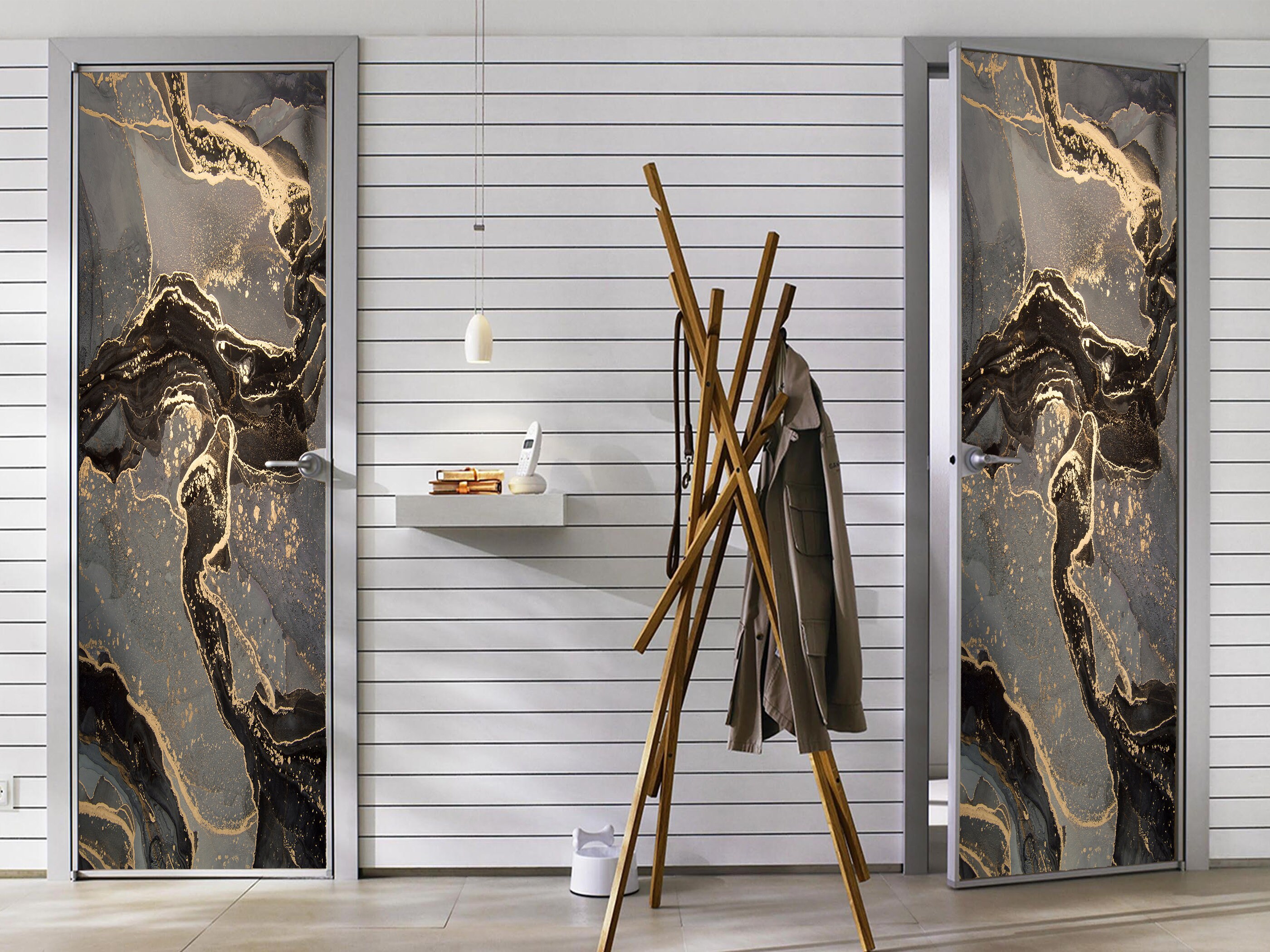 Gray and Black Marble Door Mural Sticker Self Adhesive Door | Etsy UK