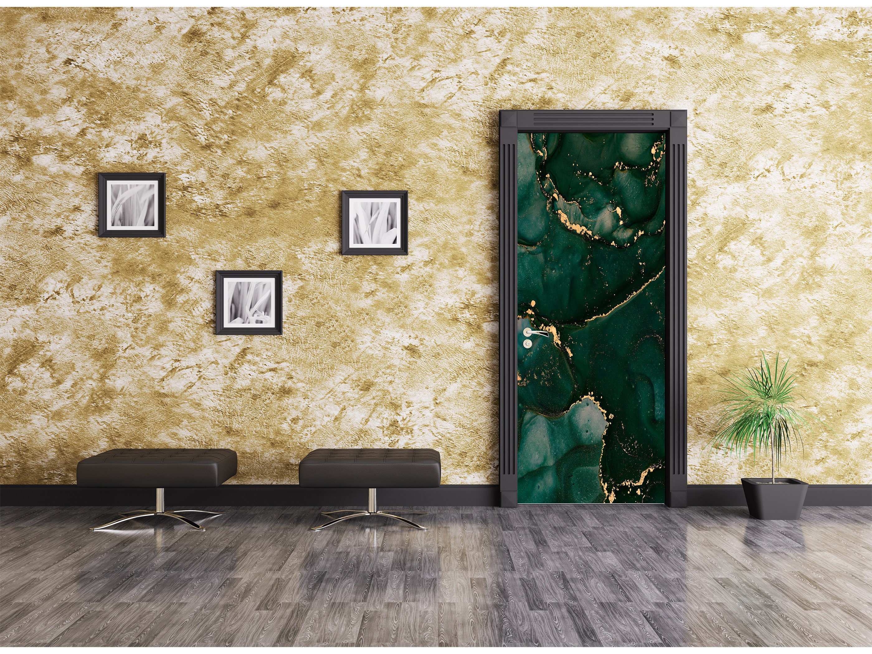 Gold and Green Marble Door Mural Sticker Self Adhesive Door | Etsy