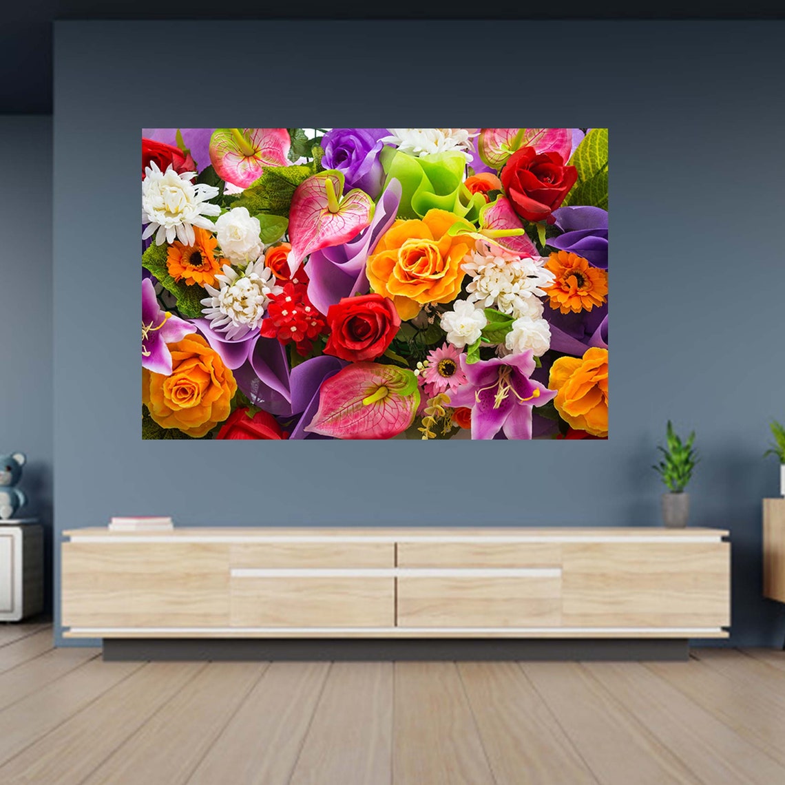 Wall Sticker Blooming Flowers Nature Poster Self-Adhesive | Etsy