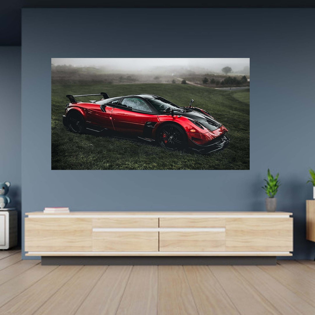 Wall Sticker Red Pagani Sports Car Poster Self Adhesive Art Decal Mural ...