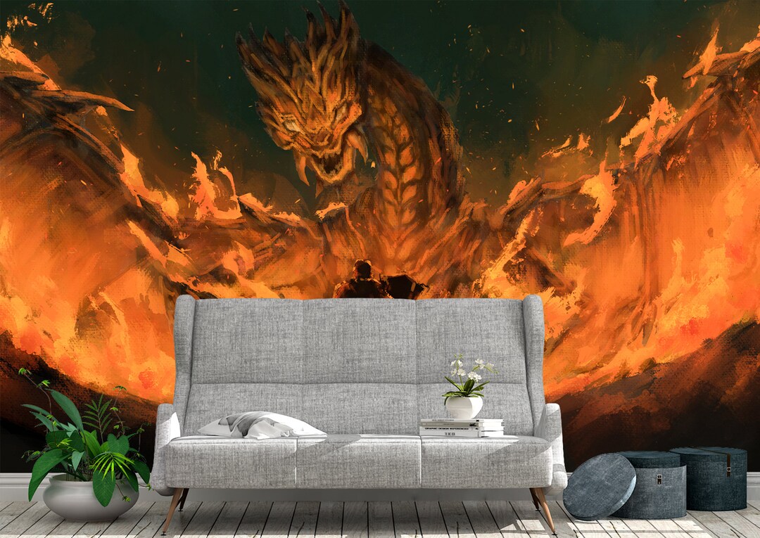 Fighting Dragon Wall Mural Wallpaper Wall Art Peel & Stick Self ...