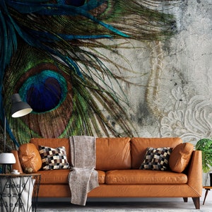 Peacock Wall Mural Self-adhesive Wallpaper, Bedroom Decor, Animal Wall ...