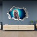 Wall Sticker Cat With Bow Tie 3D Hole in the Wall B Effect Decal Art ...