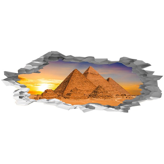 Wall Sticker Three Pyramids Landscape 3D Hole in the Wall B | Etsy