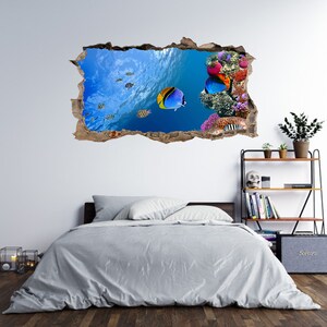 Wall Sticker Aquarium Tropical Fish 3D Hole in the Wall Effect - Etsy