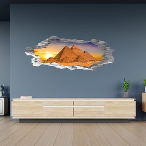 Wall Sticker Three Pyramids Landscape 3D Hole in the Wall B Effect ...