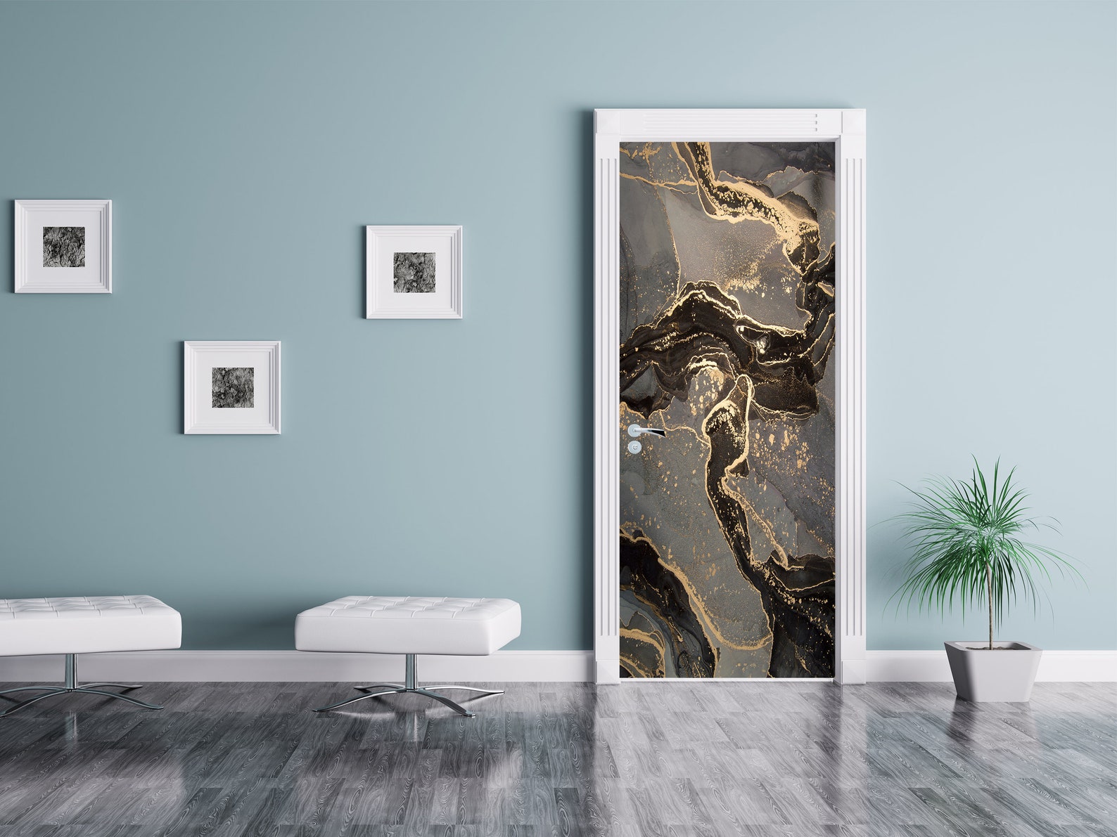 Gray and Black Marble Door Mural Sticker Self Adhesive Door - Etsy UK