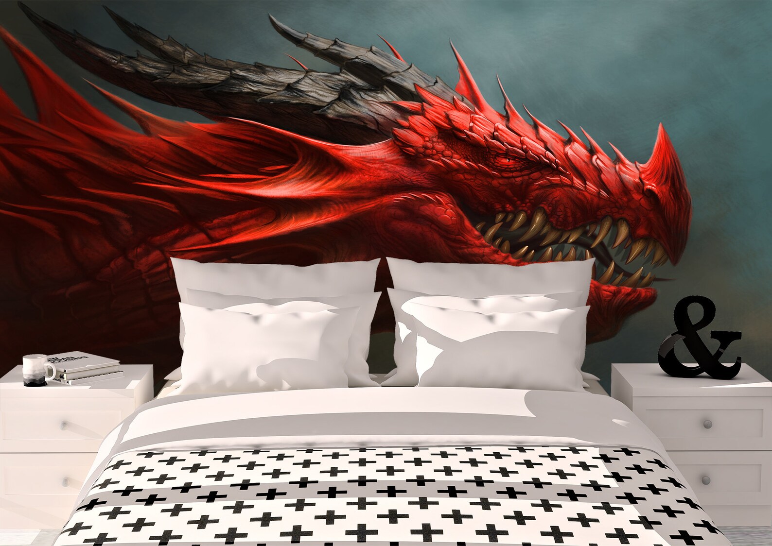 Red Dragon Wall Mural Wallpaper Wall Art Peel & Stick Self | Etsy