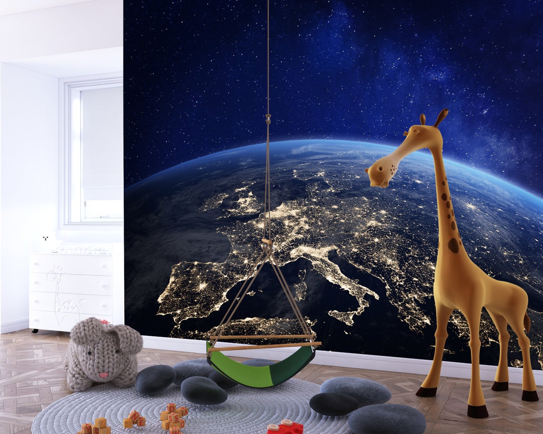 Planet Earth Wall Mural Peel and Stick Space Wallpaper, Children's Room ...