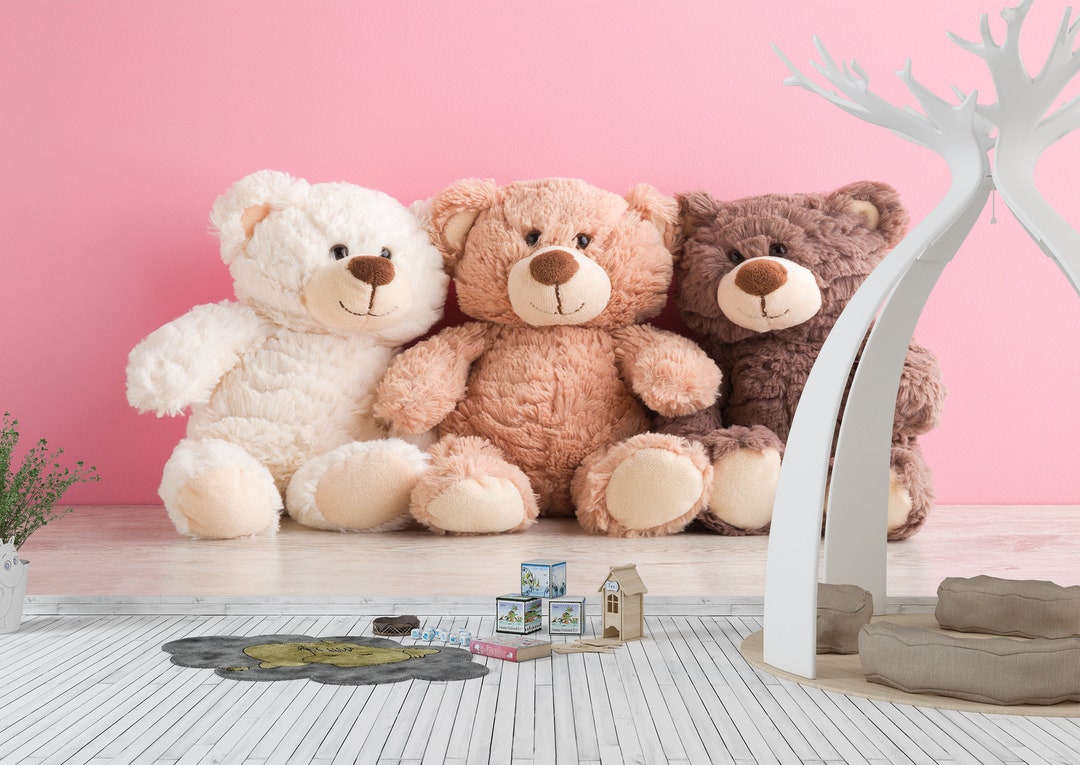 Smiling Teddy Bears Wall Mural Wallpaper Wall Art Peel & Stick Self ...