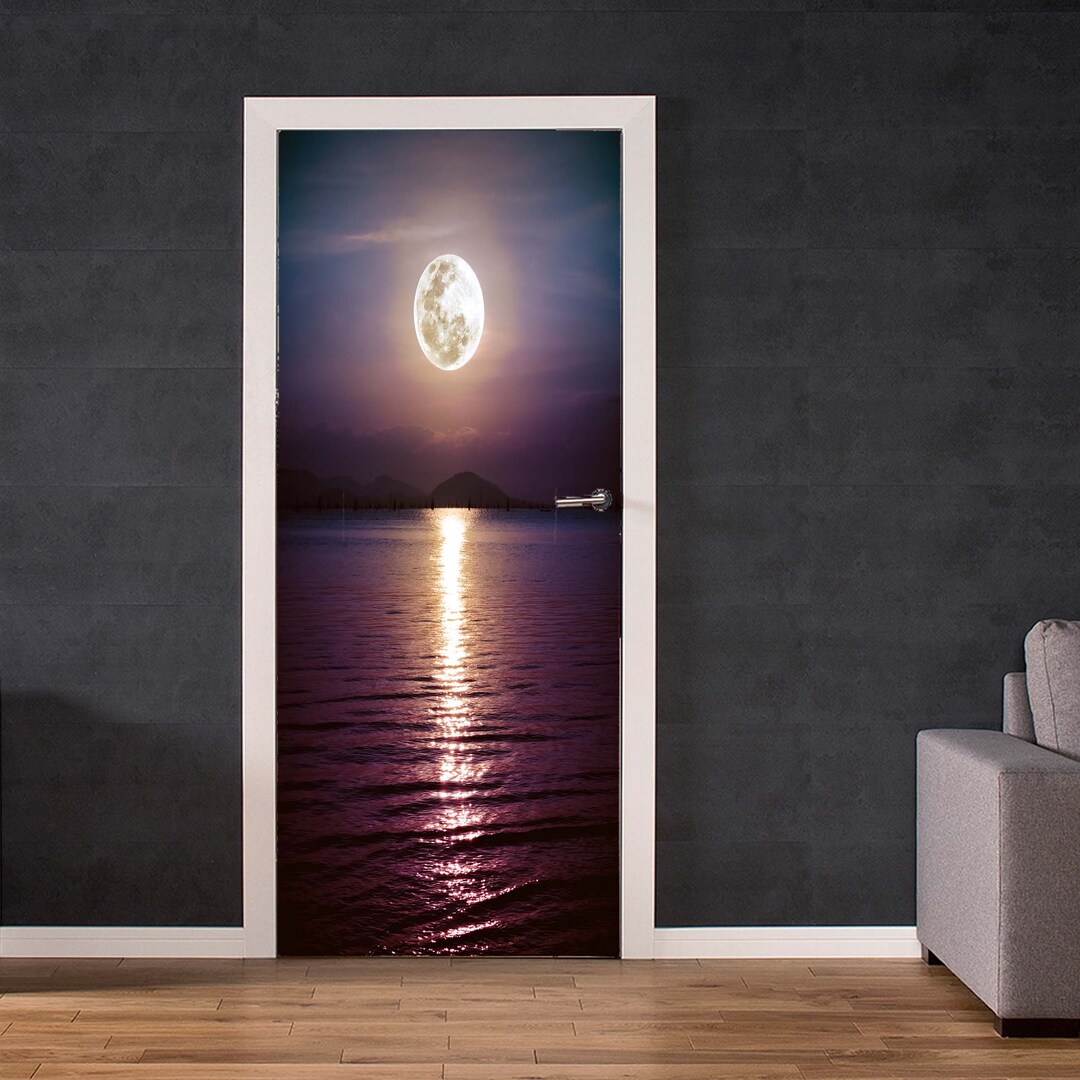 Door Vinyl Sticker Moon Print Lake Decal Self Adhesive Door Sticker - Etsy