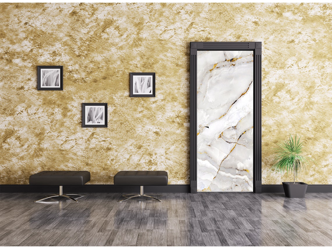 White and Gold Marble Door Mural Sticker Self Adhesive Door | Etsy