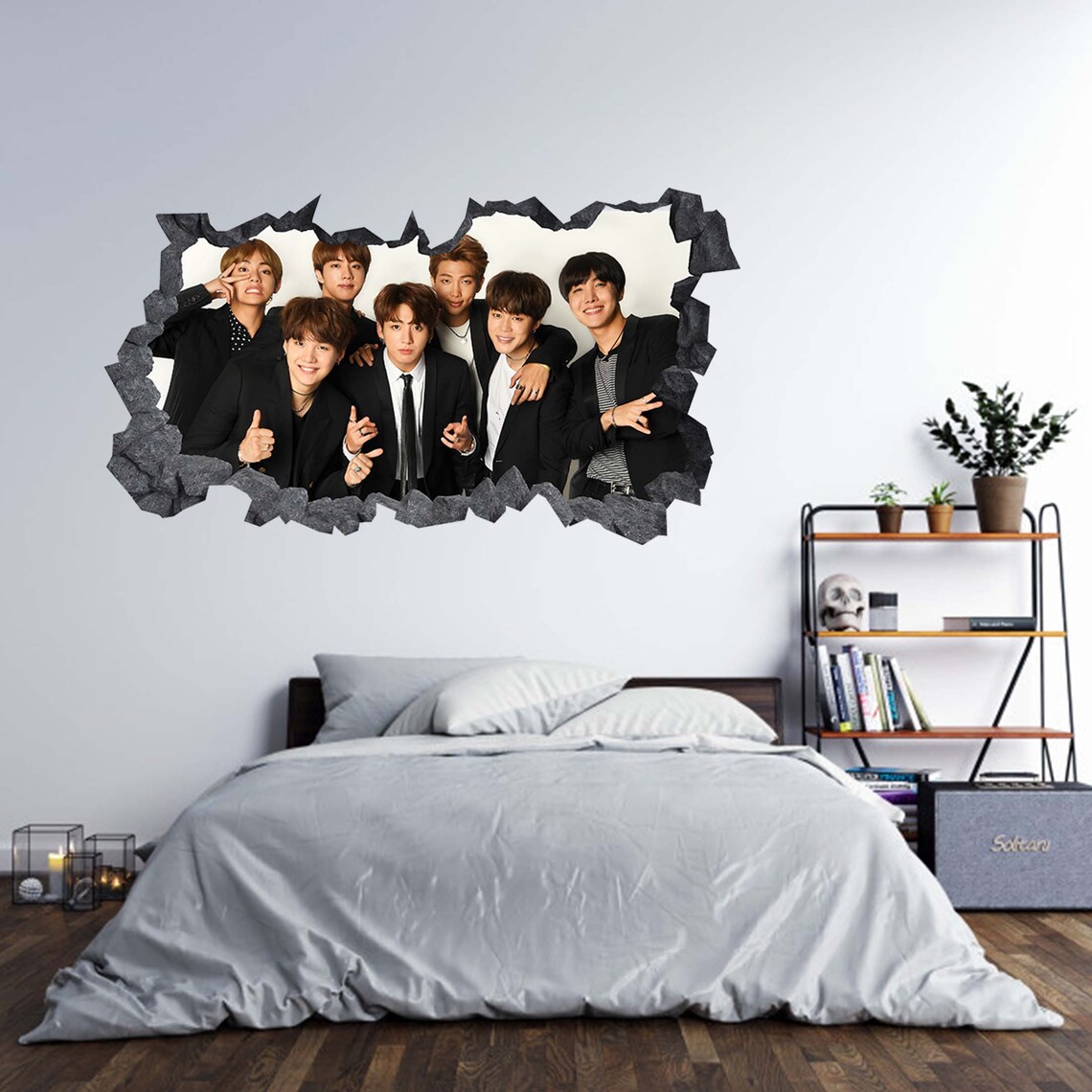 Wall Sticker BTS Korean Boys Band 3D Hole in the Wall Effect C - Etsy