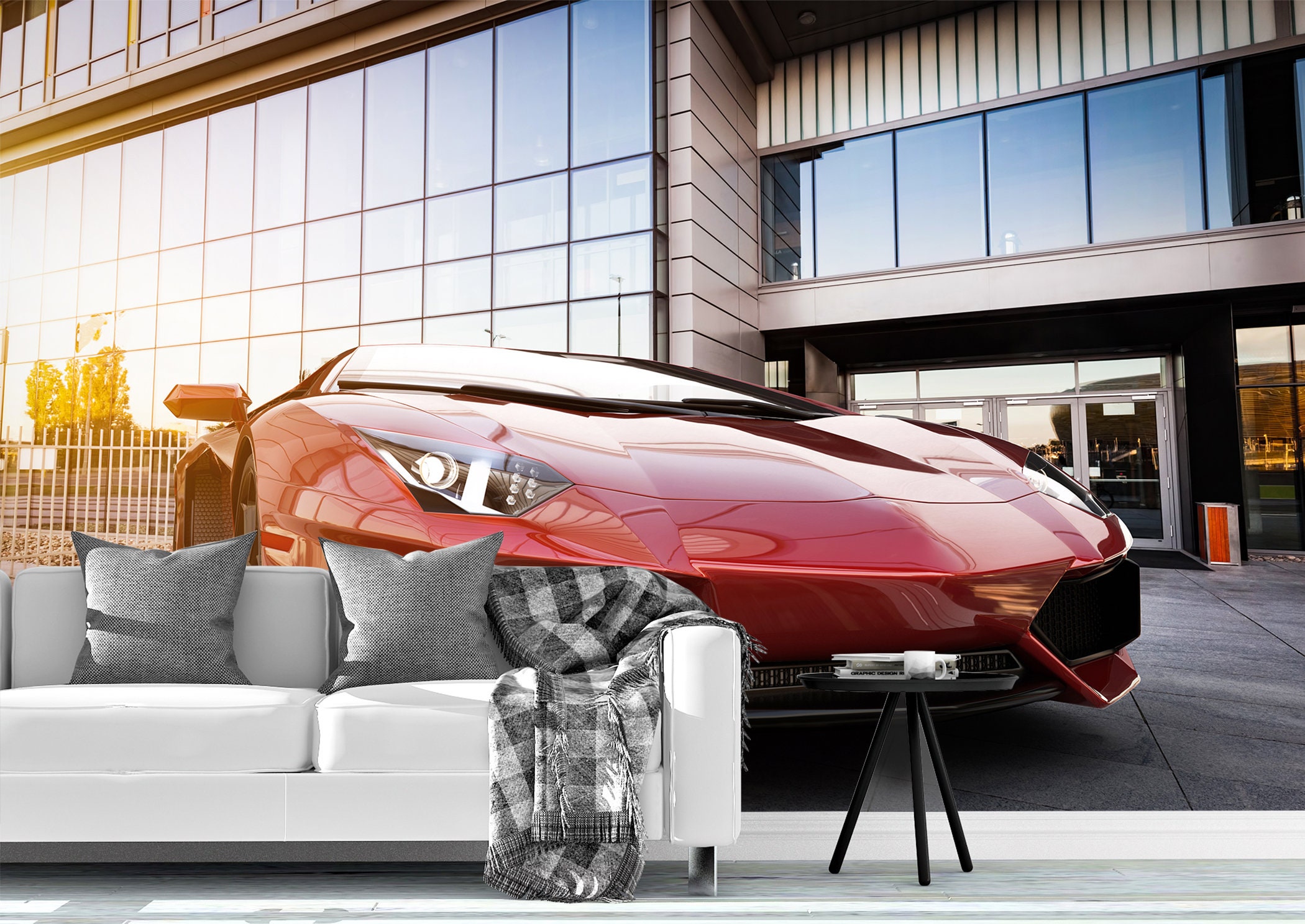 Red Lamborghini Theme Wall Mural Photo Wallpaper UV Print | Etsy