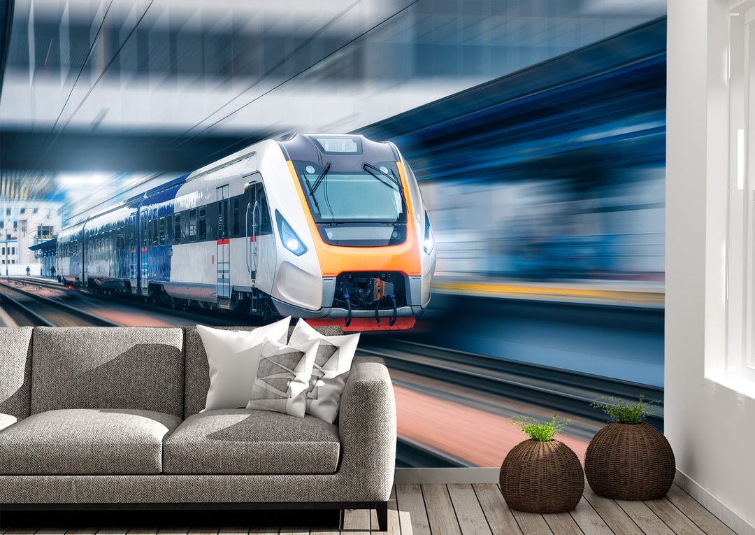Modern Train Wall Mural Wallpaper Wall Art Peel & Stick Self Adhesive ...