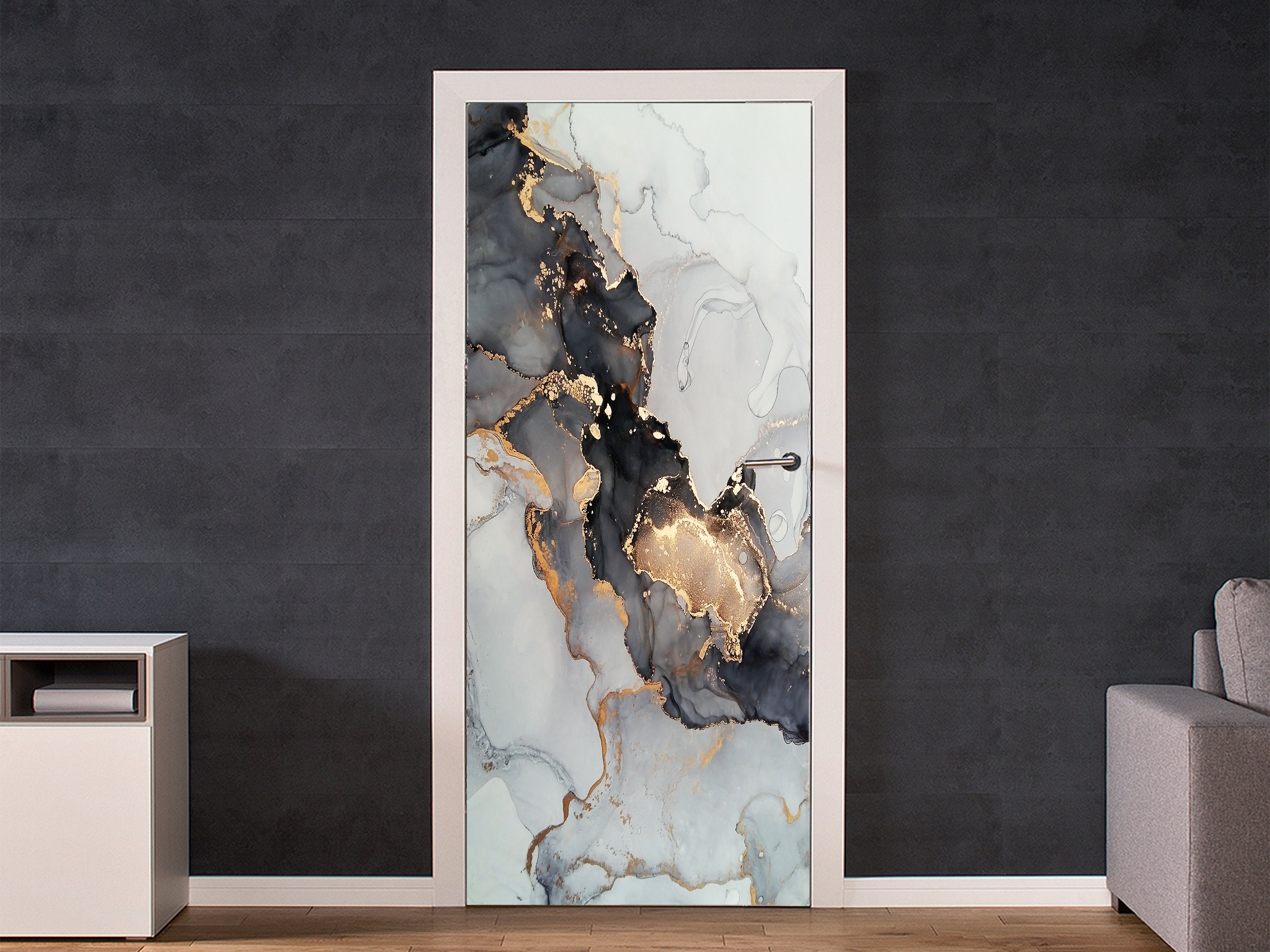 Gold and Black Marble Door Mural Sticker Self Adhesive Door - Etsy