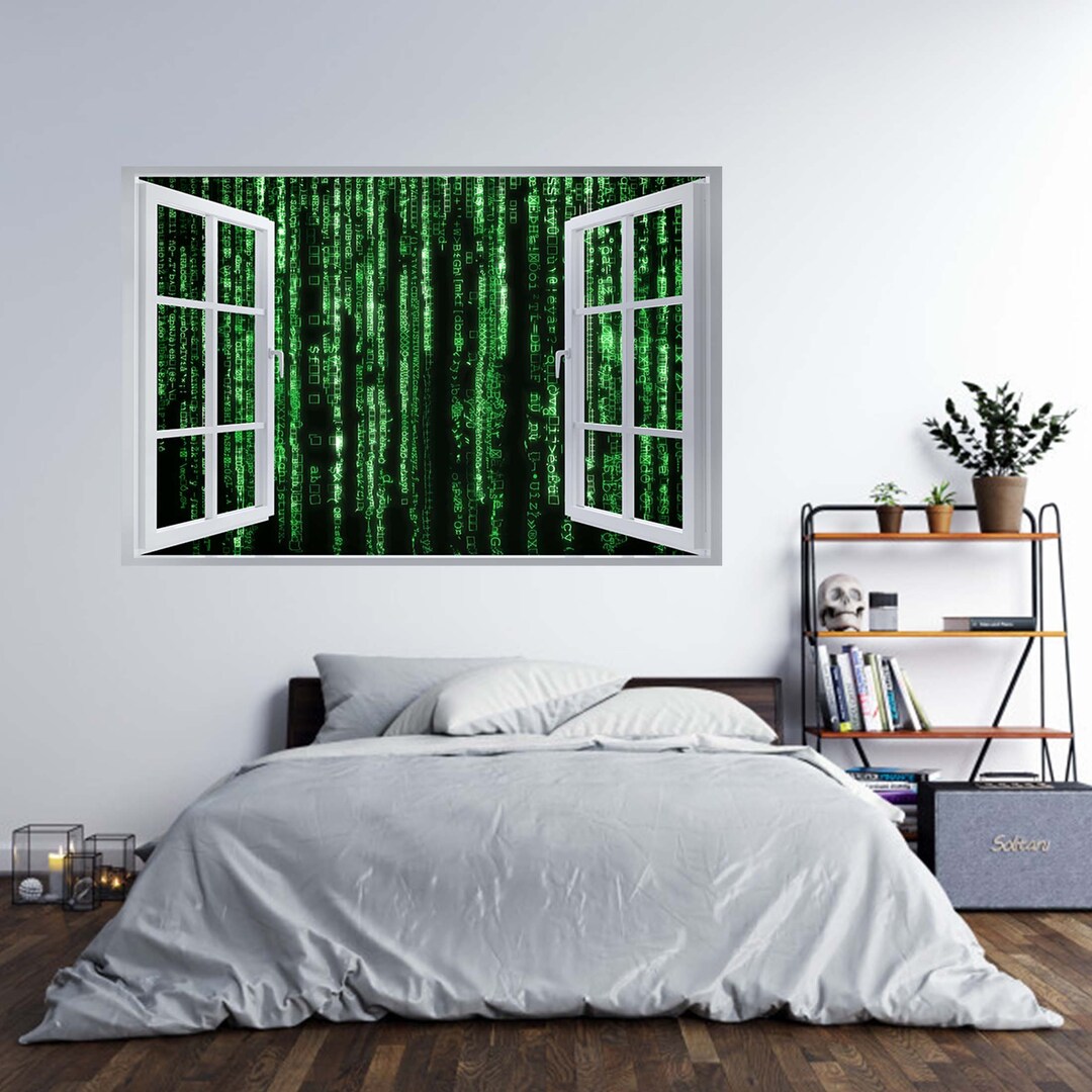 Wall Sticker the Matrix Movie Hacker 3D Window Effect Self Adhesive ...