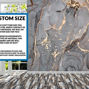 Grey and Gold Marble Wall Mural Wallpaper Wall Art Peel & Stick Self ...