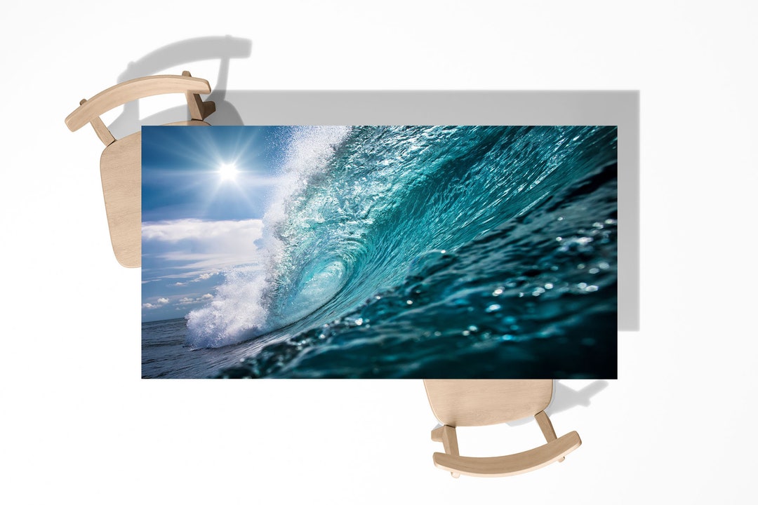 Blue Ocean Wave Laminated Self Adhesive Vinyl Table Desk Art Décor ...