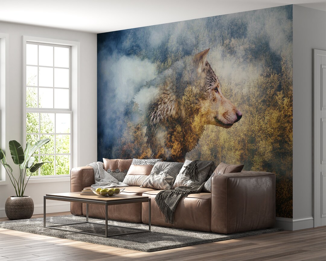 Wolf Wall Mural Peel and Stick Wallpaper, Bedroom Decor, Animal Wall ...