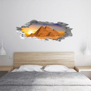 Wall Sticker Three Pyramids Landscape 3D Hole in the Wall B Effect ...