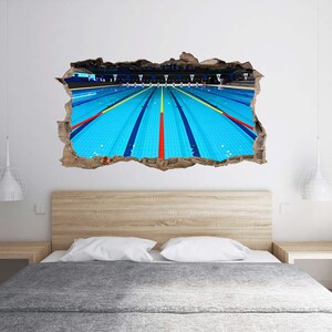 Wall Sticker Swimming Pool Theme 3D Hole in the Wall Effect Self ...