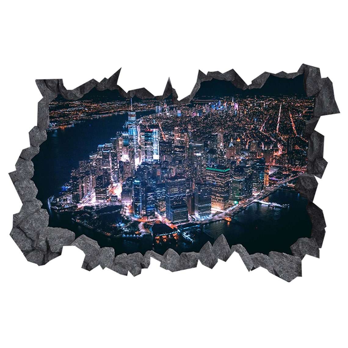 Wall Sticker New York Theme 3D Hole in the Wall Effect C Self - Etsy