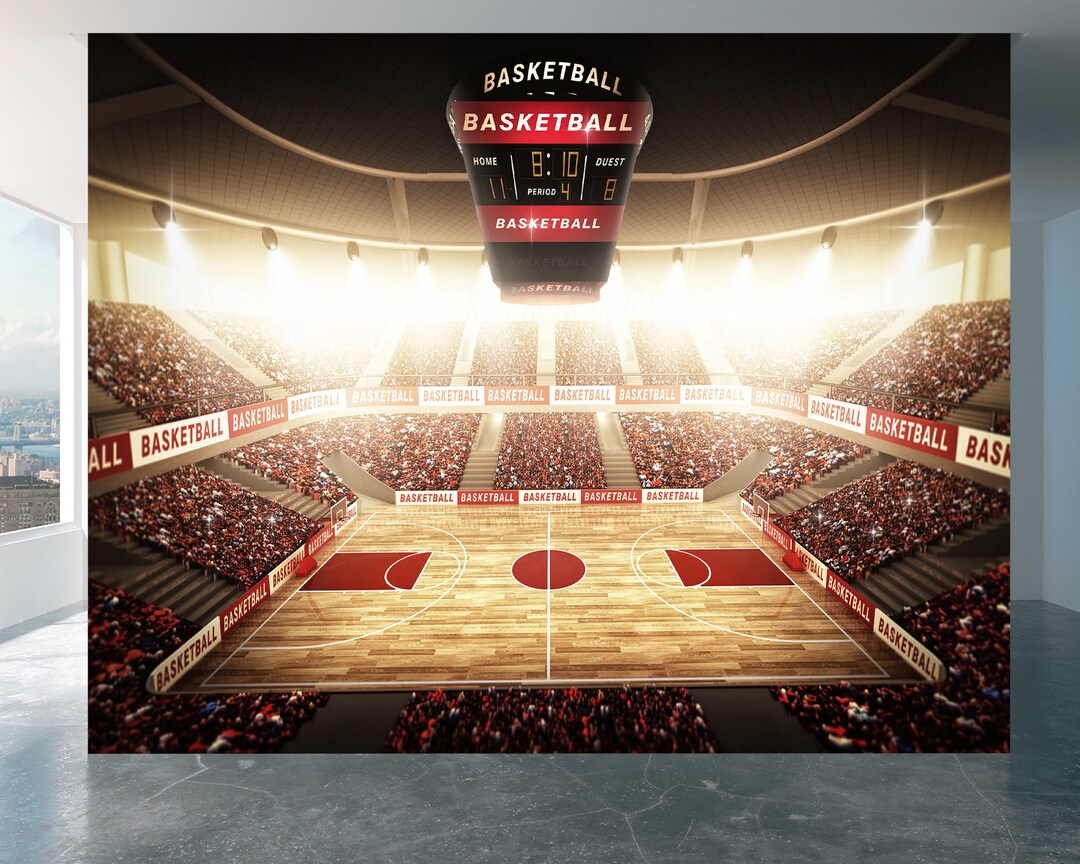 Basketball Area Sport Wallpaper Mural: UV Print Decal Wall Art Décor ...