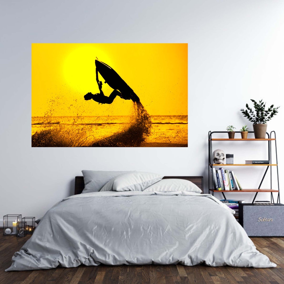 Jet Ski Sunset Jump Poster Self-adhesive Wall Sticker Decal Deco Mural ...