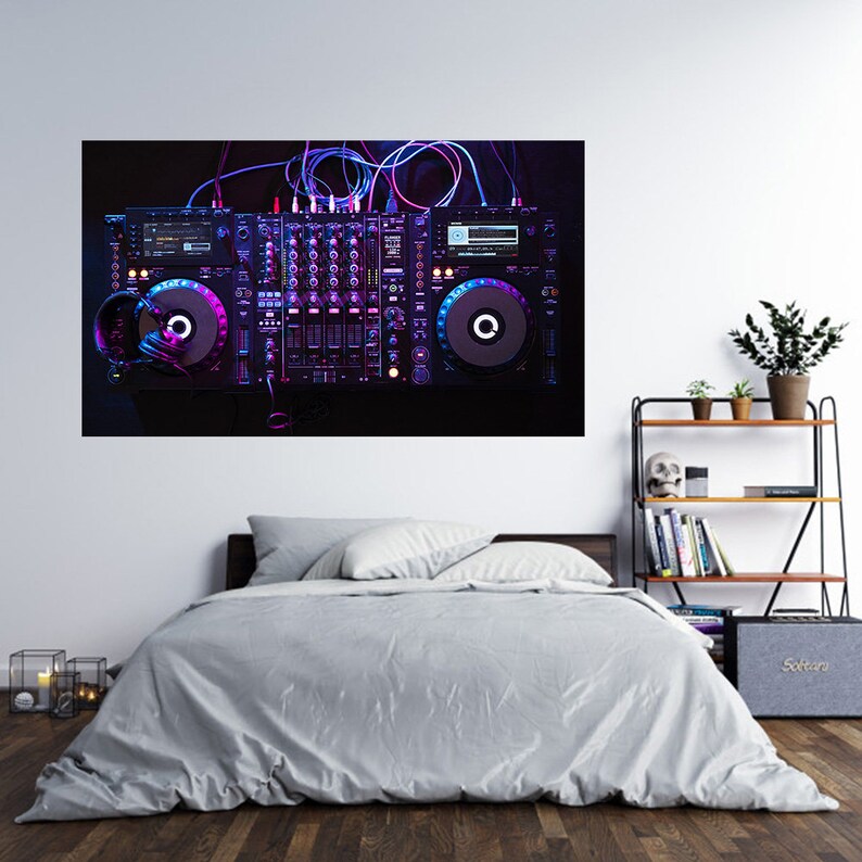 Wall Sticker DJ Music Console & Neon Poster Self Adhesive Art - Etsy