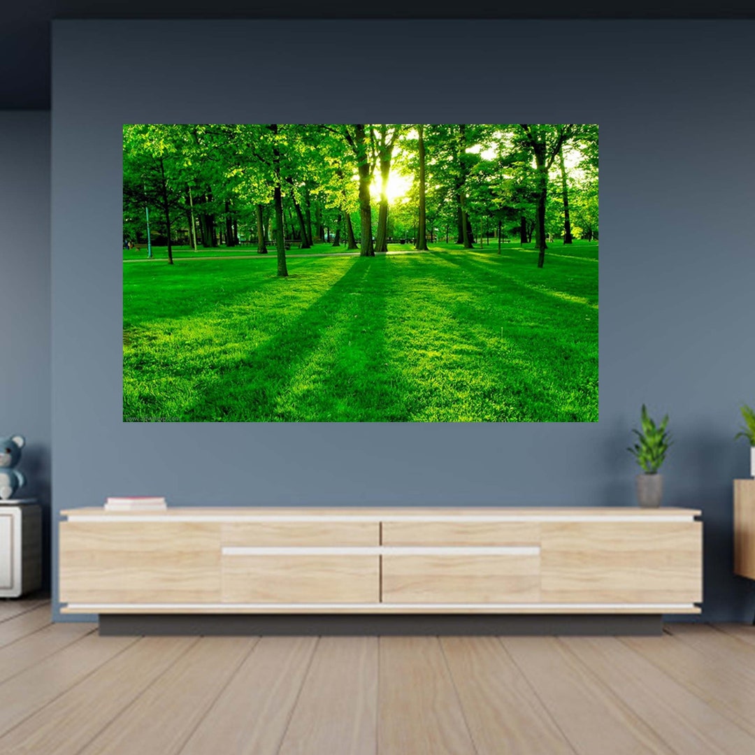 Wall Sticker Green Trees in Park Theme Poster Self Adhesive Art Decal ...