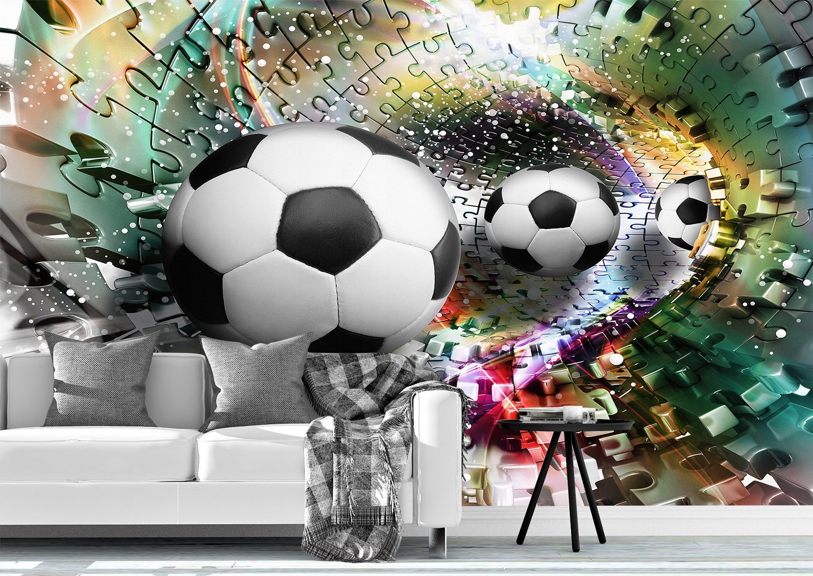 Soccer Ball Breaking a Wall. Wall Mural Photo Wallpaper UV Print Decal ...