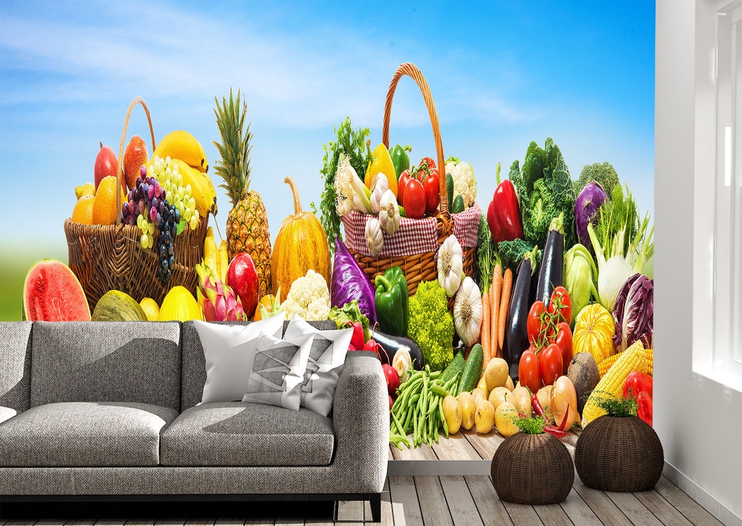 Mix Fruits Wall Mural Wallpaper Wall Art Peel & Stick Self Adhesive ...