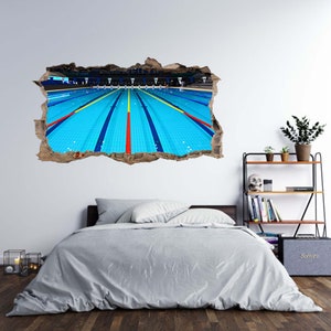 Wall Sticker Swimming Pool Theme 3D Hole in the Wall Effect Self ...