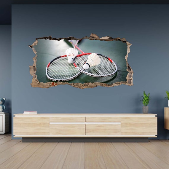 Wall Sticker Badminton Rackets Sport 3D Hole in the Wall - Etsy