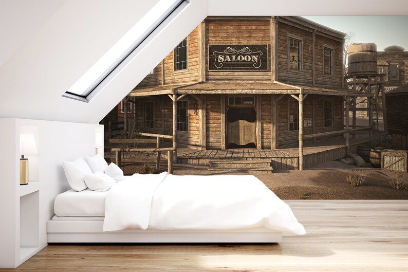 Western Town Saloon Wall Mural Wallpaper Wall Art Peel & Stick - Etsy UK