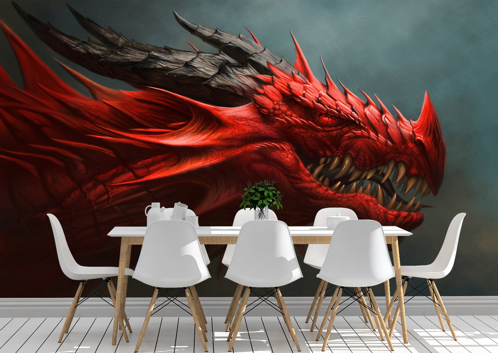 Red Dragon Wall Mural Wallpaper Wall Art Peel & Stick Self - Etsy